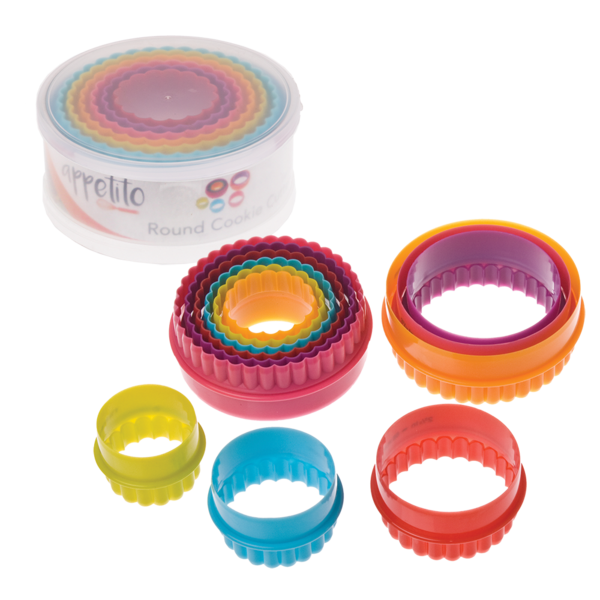 APPETITO DOUBLE SIDED ROUND COOKIE CUTTER SET 6 - MULTI-COLOUR