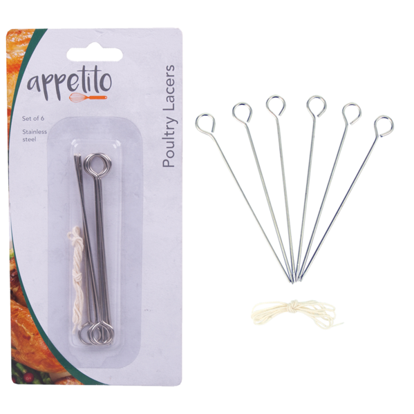 APPETITO STAINLESS STEEL POULTRY LACERS SET 6