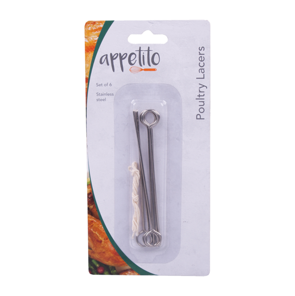 APPETITO STAINLESS STEEL POULTRY LACERS SET 6