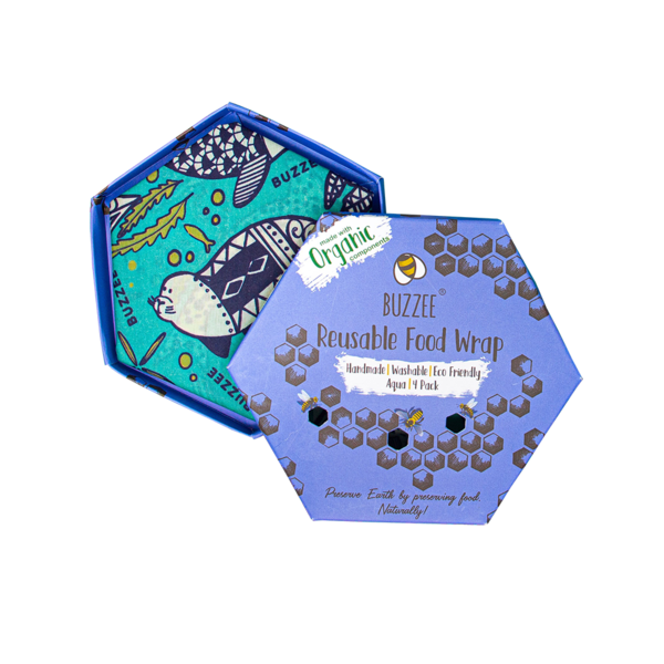 BUZZEE ORGANIC BEESWAX WRAPS PACK 4
