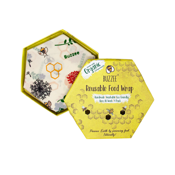 BUZZEE ORGANIC BEESWAX WRAPS PACK 4