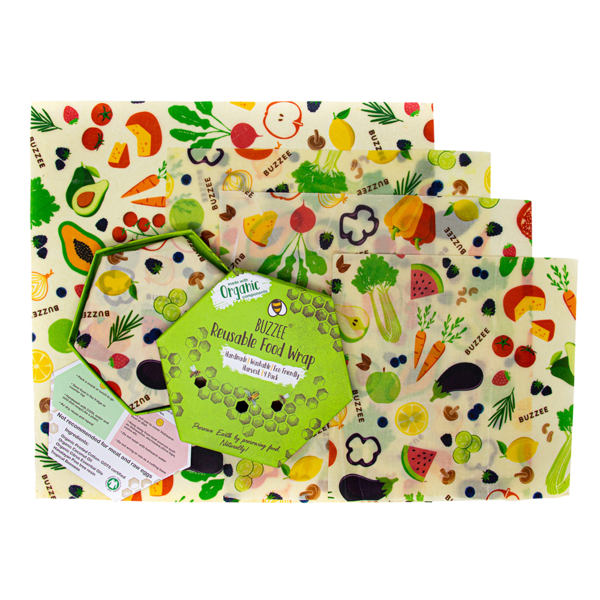 BUZZEE ORGANIC BEESWAX WRAPS PACK 4