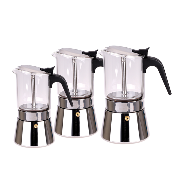 CASABARISTA "CAPRI" GLASS TOP STAINLESS STEEL ESPRESSO MAKER (INDUCTION ...