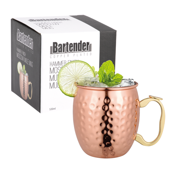 BARTENDER MOSCOW MULE MUG COPPER PLATED 530ML - HAMMER FINISH
