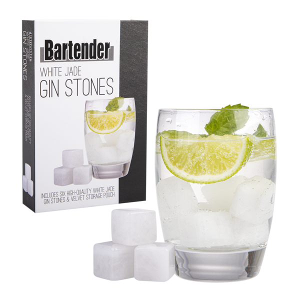 BARTENDER WHITE JADE GIN STONES SET 6 W/ BAG