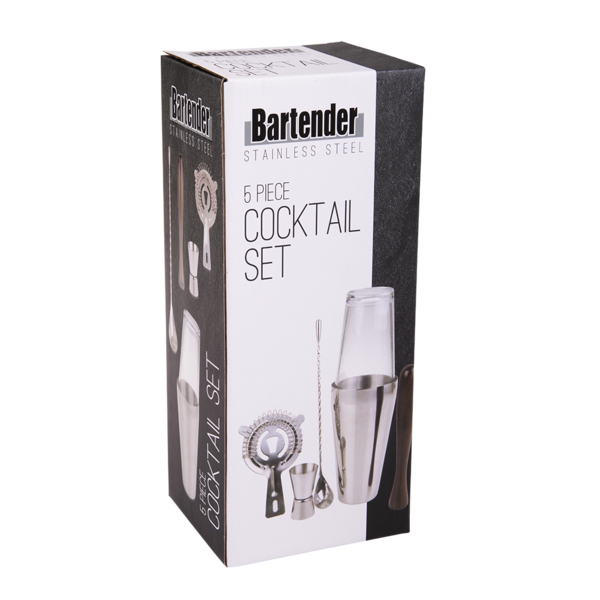 Bartender 5 Piece Stainless Steel Cocktail Set
