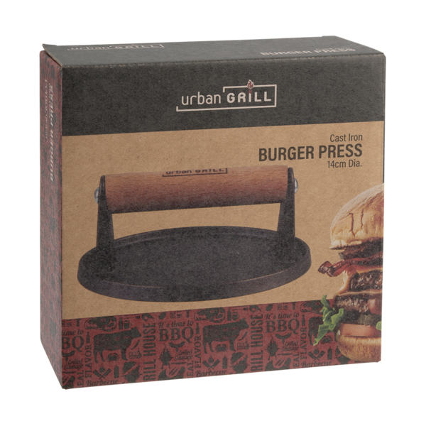 URBAN GRILL CAST IRON BURGER PRESS 14.5CM DIA.