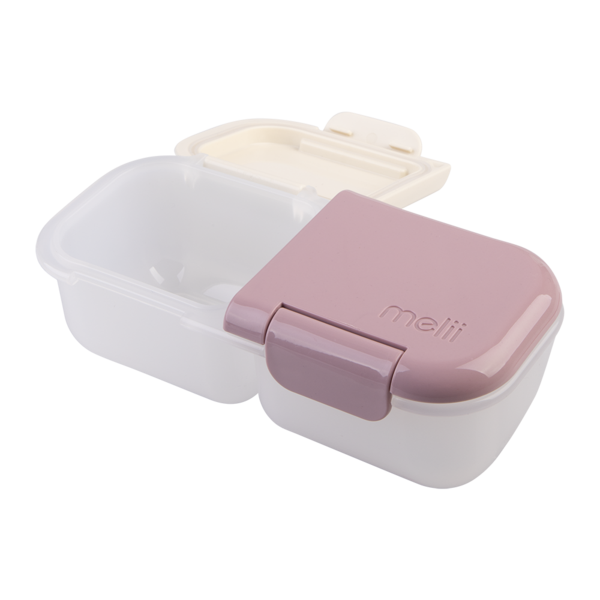 MELII LUXE 2 COMPARTMENT SNACK CONTAINER - PINK/IVORY