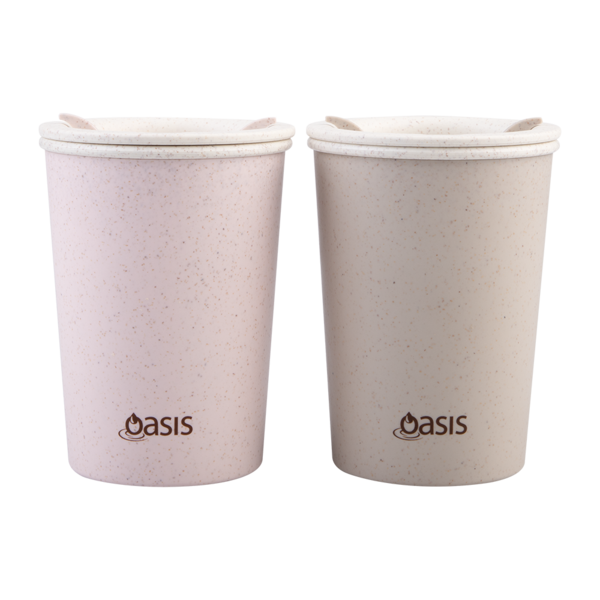OASIS DOUBLE WALL 'ECO CUP' 300ML (TAUPE & PINK ASST.)