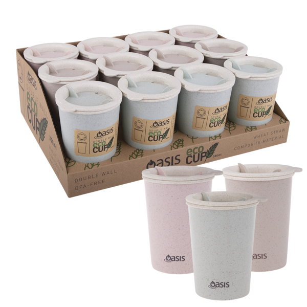 OASIS DOUBLE WALL "ECO CUP" 300ML (CDU 12) - 3 ASST. COLOURS