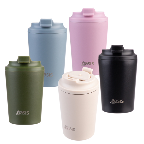 OASIS CERAMIC LINED STAINLESS STEEL DOUBLE WALL INSULATED COFFEE CUP 235ML