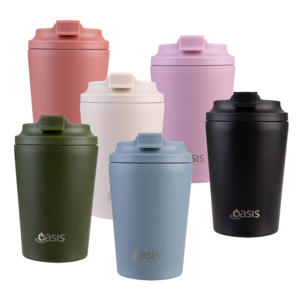 OASIS CERAMIC LINED STAINLESS STEEL DOUBLE WALL INSULATED COFFEE CUP 360ML
