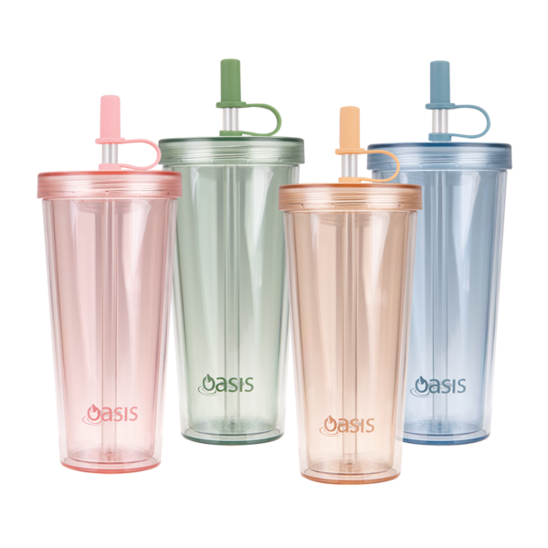 OASIS DOUBLE WALL SMOOTHIE TUMBLER W/ STRAW 520ML