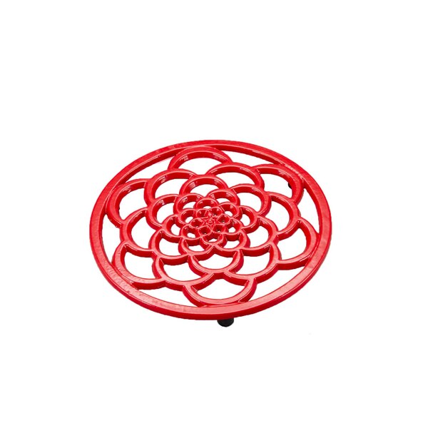 G&S CAST IRON (ENAMELLED) ROUND TRIVET 18CM DIA. - RED