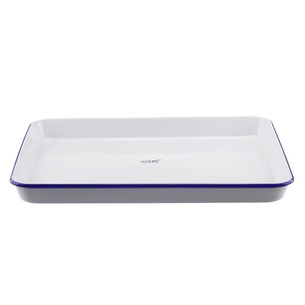FALCON BAKING TRAY 41CM - WHITE/BLUE RIM