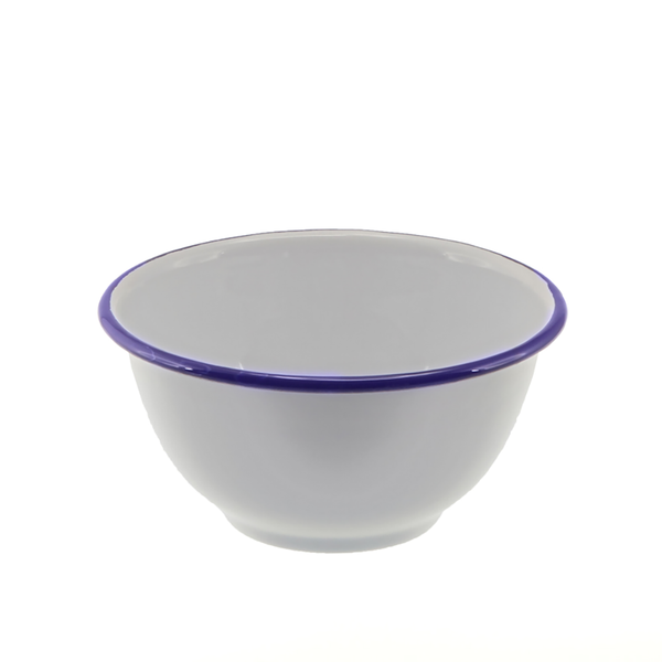 FALCON FOOTED BOWL 14CM - WHITE/BLUE RIM