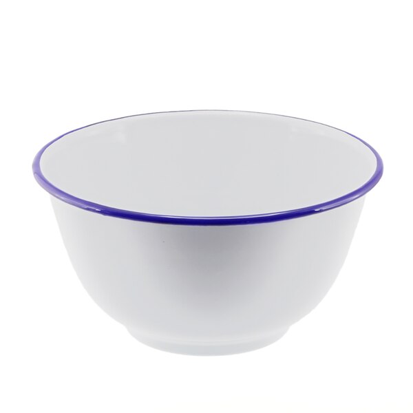FALCON FOOTED BOWL 20CM - WHITE/BLUE RIM